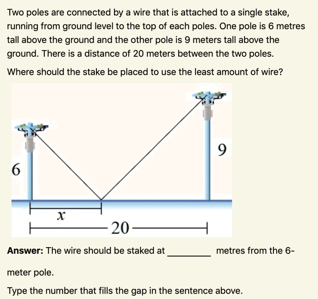 SOLVED: Two poles are connected by a wire that is attached to a single ...