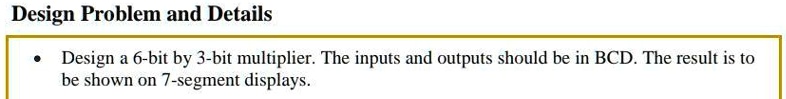 Solved Design A 6 Bit By 3 Bit Multiplier The Inputs And Outputs Should Be In Bcd The Result