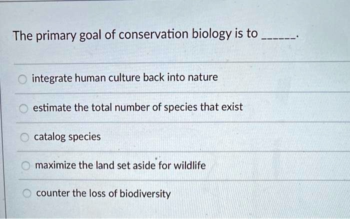 the primary goal of conservation biology is to integrate human culture ...