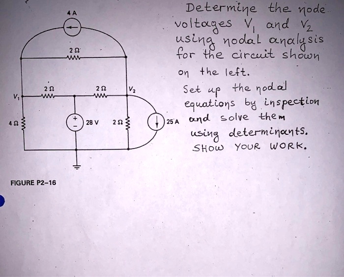 SOLVED: Determine the node voltages V and Vz using nodal analysis for the circuit shown on the ...