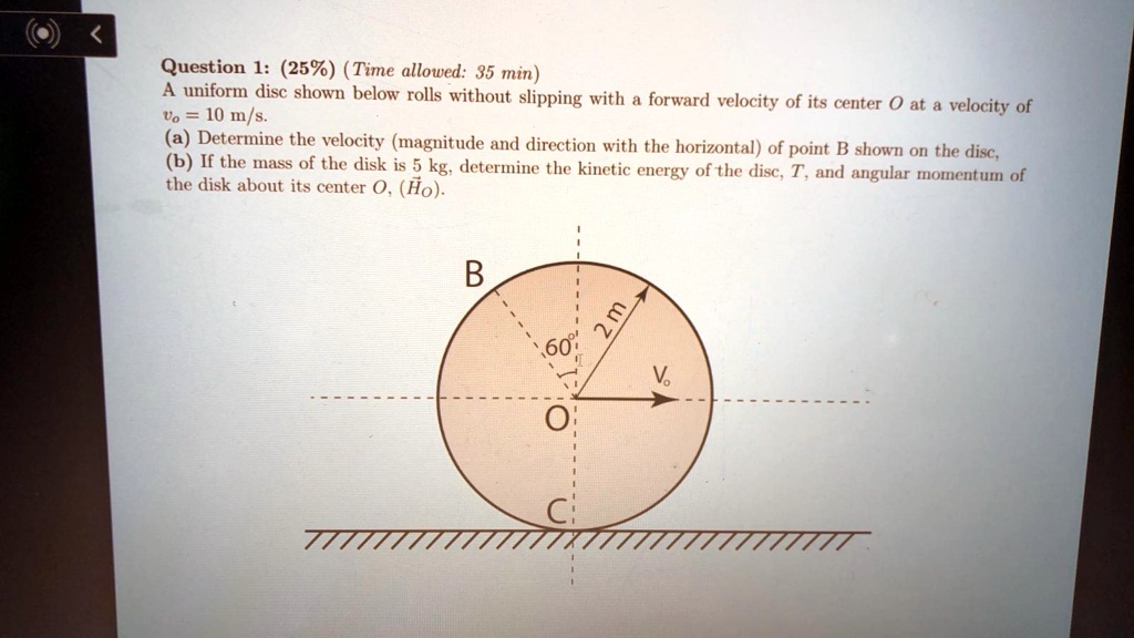 SOLVED: Question 1:(25%(Time allowed:35 min A uniform disc shown below ...