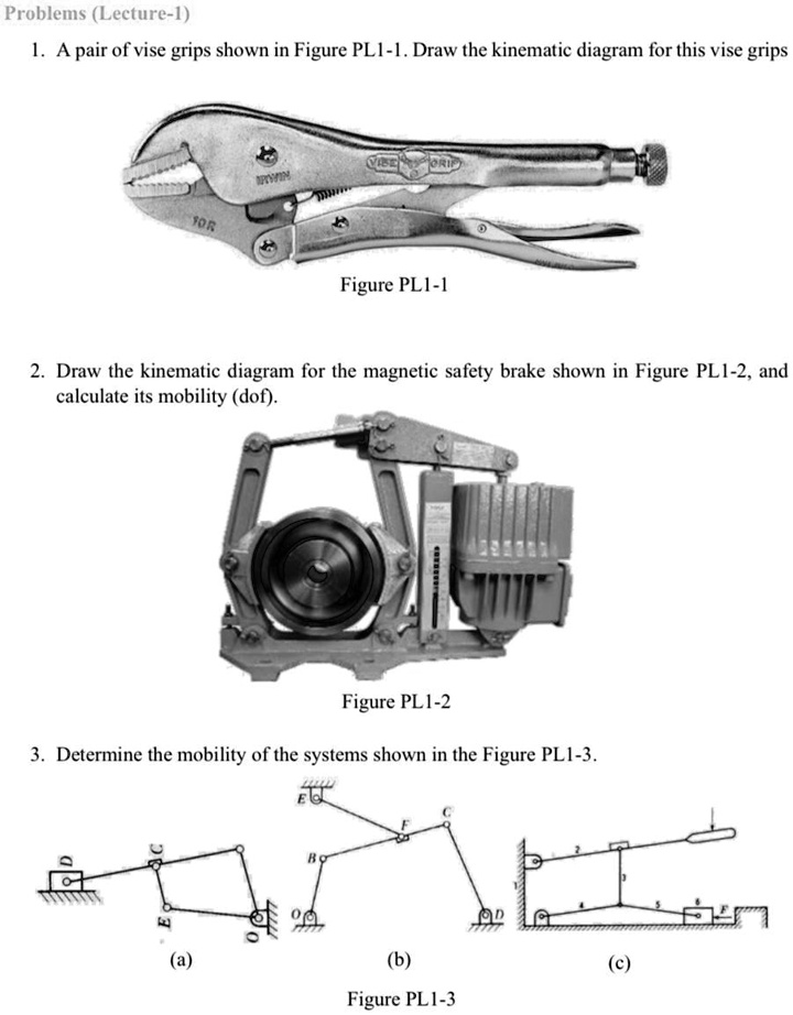 SOLVED: Problems (Lecture-1): Pair of vise grips shown in Figure PLI-1 ...
