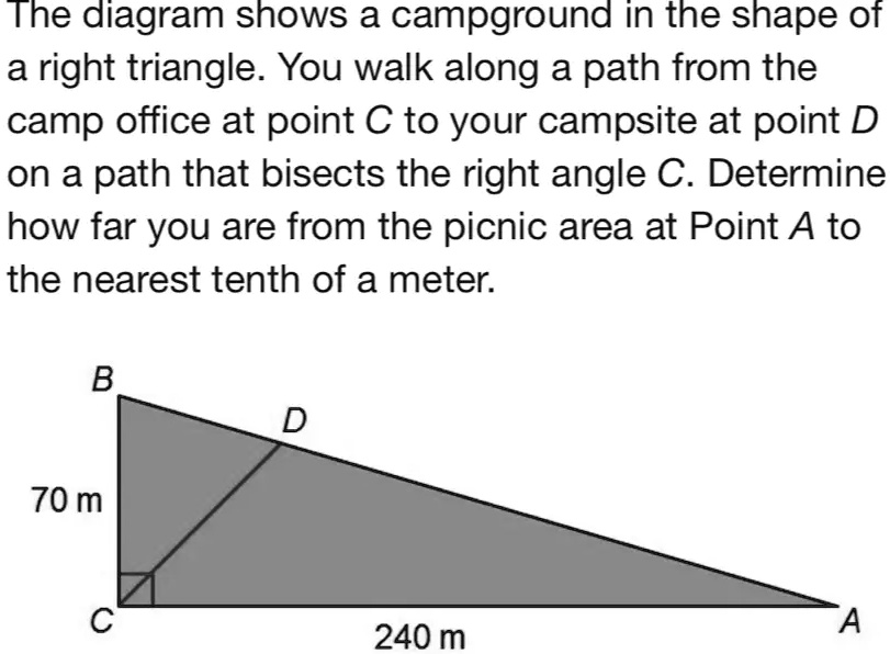 SOLVED: The diagram shows a campground in the shape of a right triangle ...