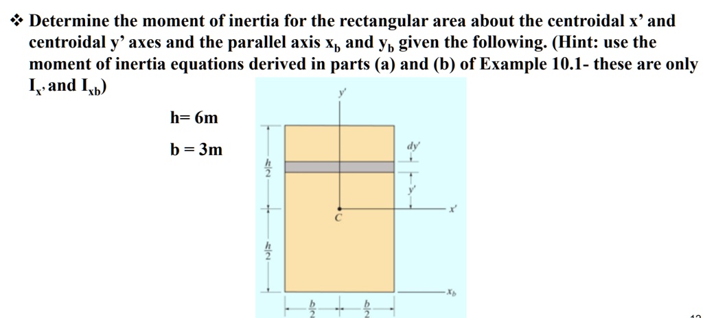 ? Determine the moment of inertia for the rectangular area about the centroidal x' and ...
