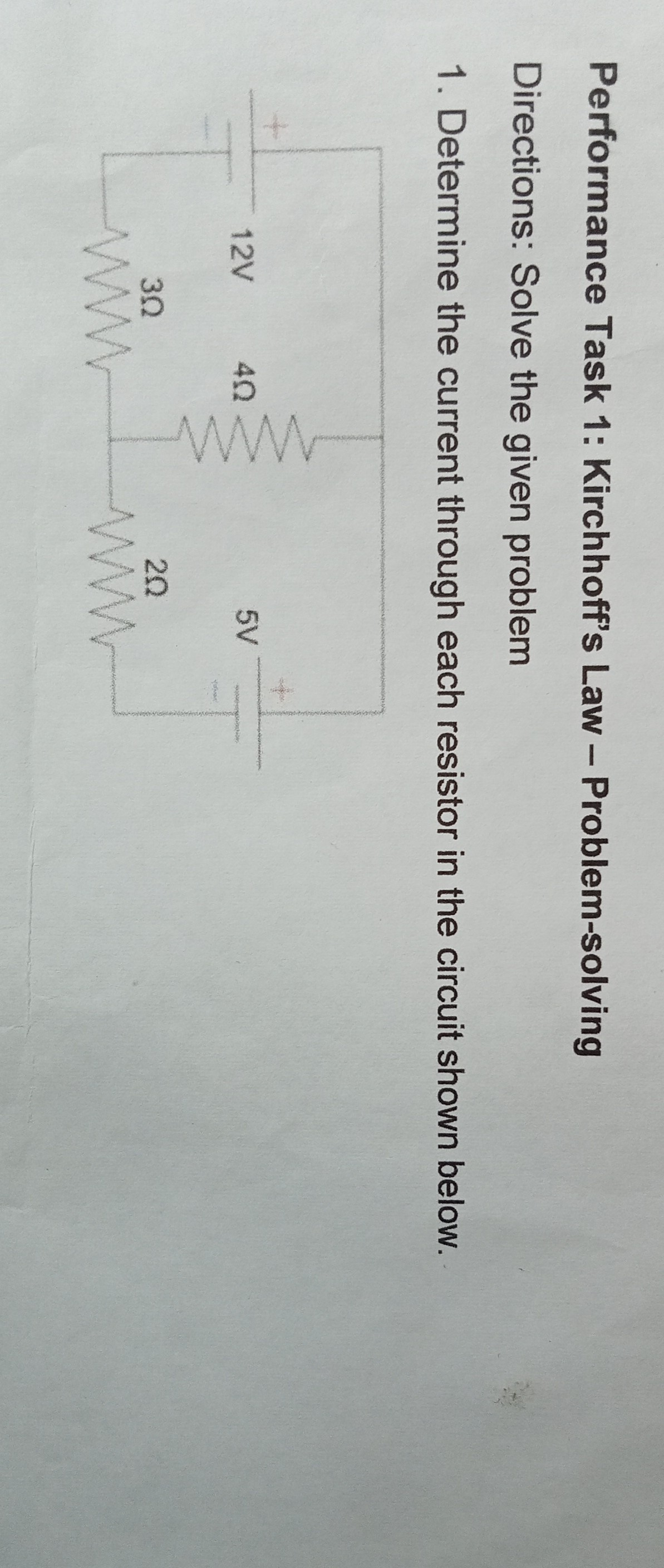 Solved Performance Task 1 Kirchhoffs Law Problem Solving