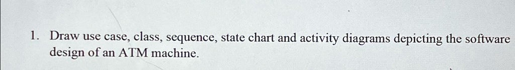 1. Draw use case, class, sequence, state chart and activity diagrams depicting the software ...