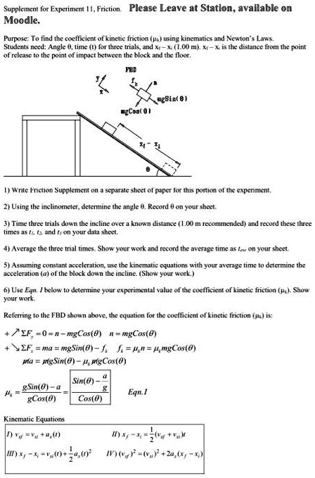 SOLVED: Supplement for Experiment 11, Friction. Please leave at Station ...