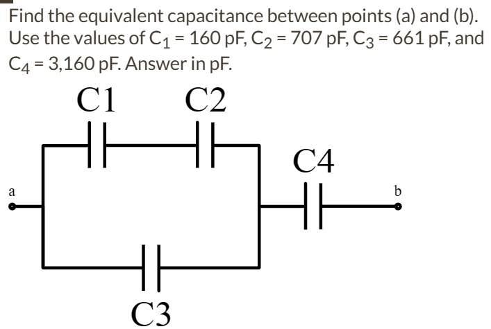 Find the equivalent capacitance between points (a) and (b). Use the ...