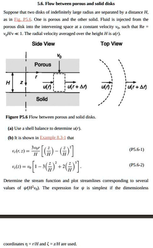 Solved 56 Flow Between Porous And Solid Disks Suppose That Two Disks