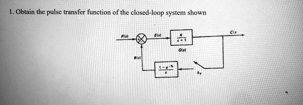Obtain the pulse transfer function of the closed-loop system shown. C(s) R(s) E(s) G(s)