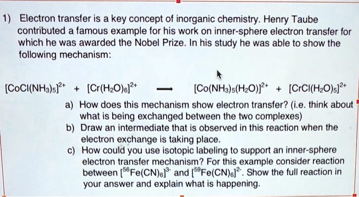 electron transfer is a key concept of inorganic chemistry henry taube ...