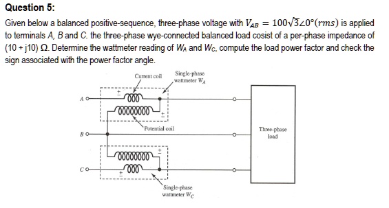 SOLVED: Question 5: Given below is a balanced positive-sequence, three-phase voltage with V ...