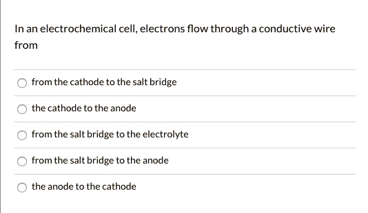 in an electrochemical cell electrons flow through conductive wire from from the cathode to the ...