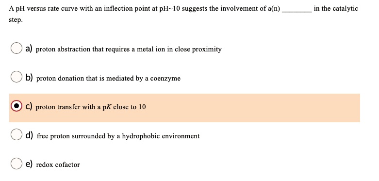 SOLVED:A pH versus rate curve with an inflection point at pH-10 ...