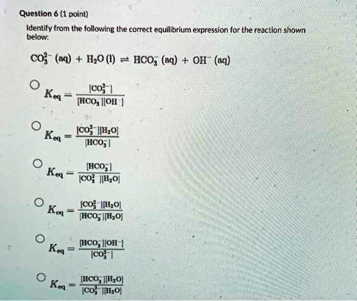 SOLVED: Question 6 (1 point) Identify from the following the correct ...