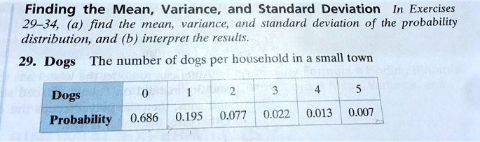 SOLVED: Finding the Mean, Variance, and Standard Deviation In Exercises ...