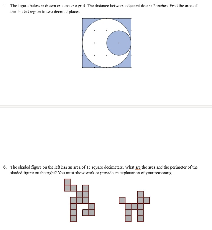 SOLVED: The figure below is drawn on square gud The distance between adjacent dots is inches ...