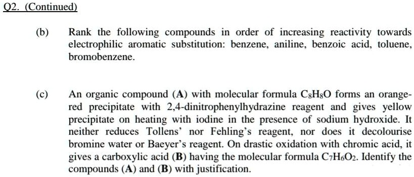 SOLVED: (b) Rank the following compounds in order of increasing ...