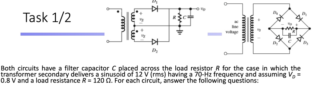 SOLVED: What is the peak reverse voltage across each diode? Specify the ...