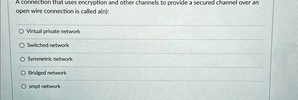 A connection that uses encryption and other channels to provide a ...