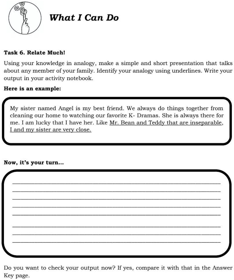 task 6 relate much using your knowledge in analogy make a simple and ...