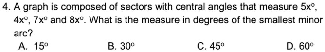SOLVED: 4. A graph is composed of sectors with central angles that ...