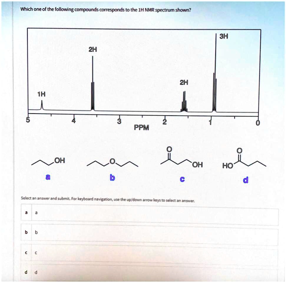 SOLVED:Which one of the following compounds corresponds to the IH NMR ...