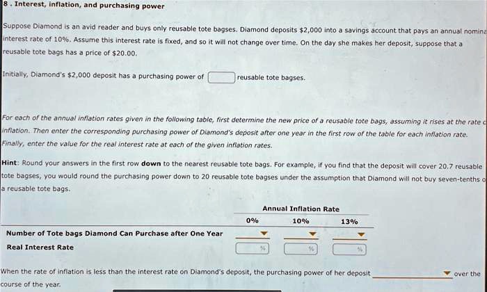 8. Interest, inflation, and purchasing power Suppose Diamond is an avid reader and buys only ...