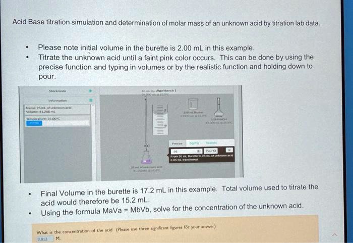 SOLVED:Acid Base titration simulation and delermination of molar mass of an unknown acid by ...