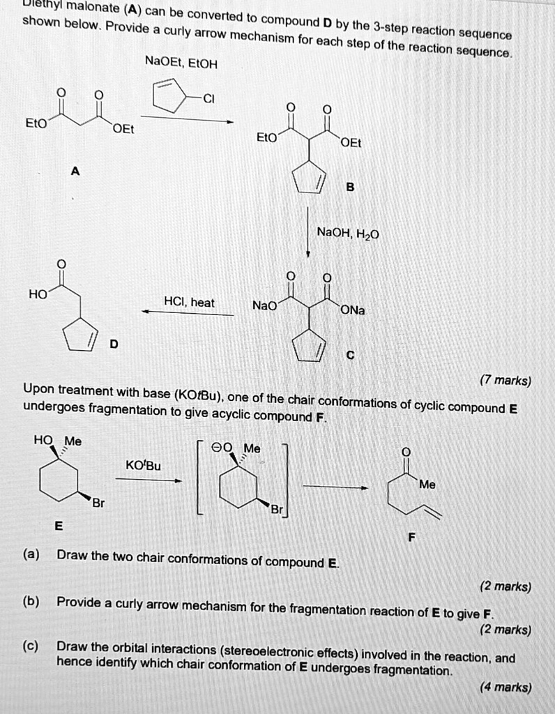 Diethyl malonate (A) can be converted to compound D by the 3-step ...