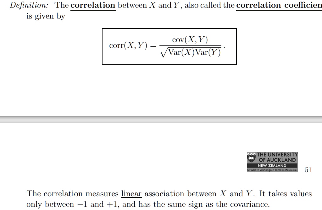 definition the correlation between x and y also called the correlation coefficien is given by ...