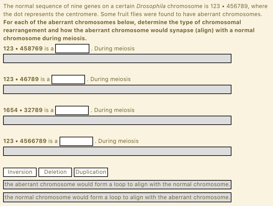 SOLVED: The normal sequence of nine genes on certain Drosophila ...