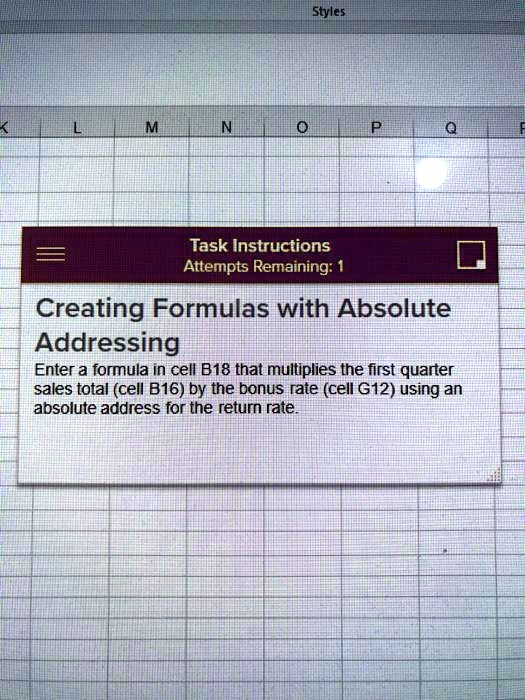 Styles K L M N O P Q F = Task Instructions Attempts Remaining: 1 ...