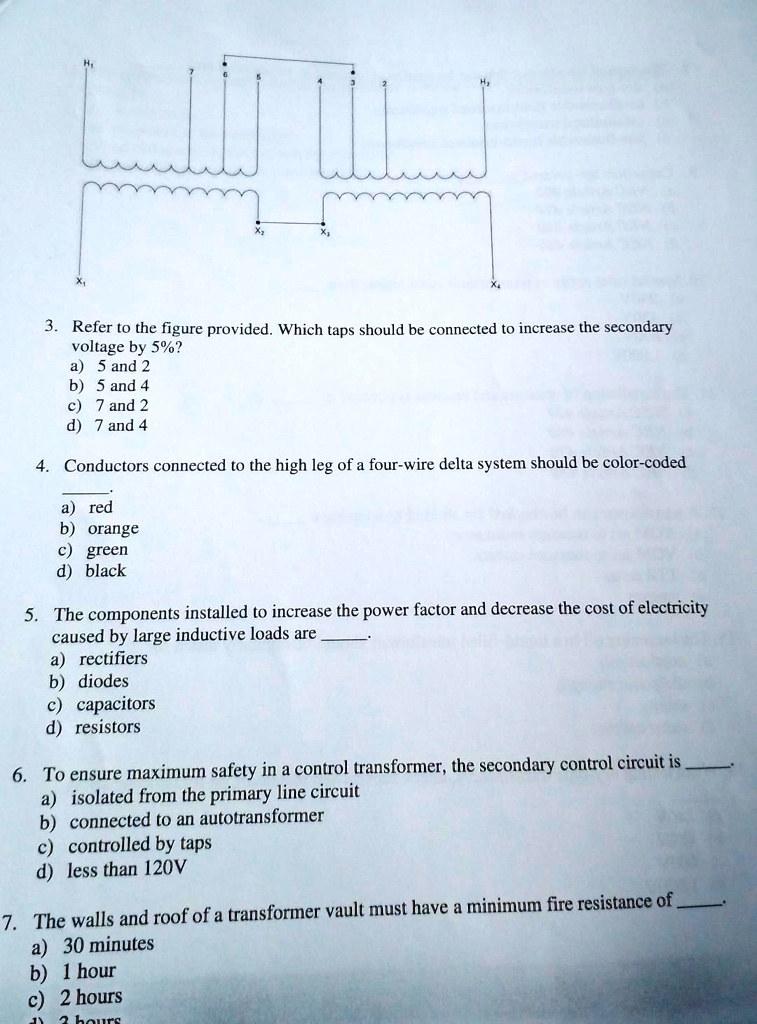 H 3. Refer to the figure provided. Which taps should be connected to ...