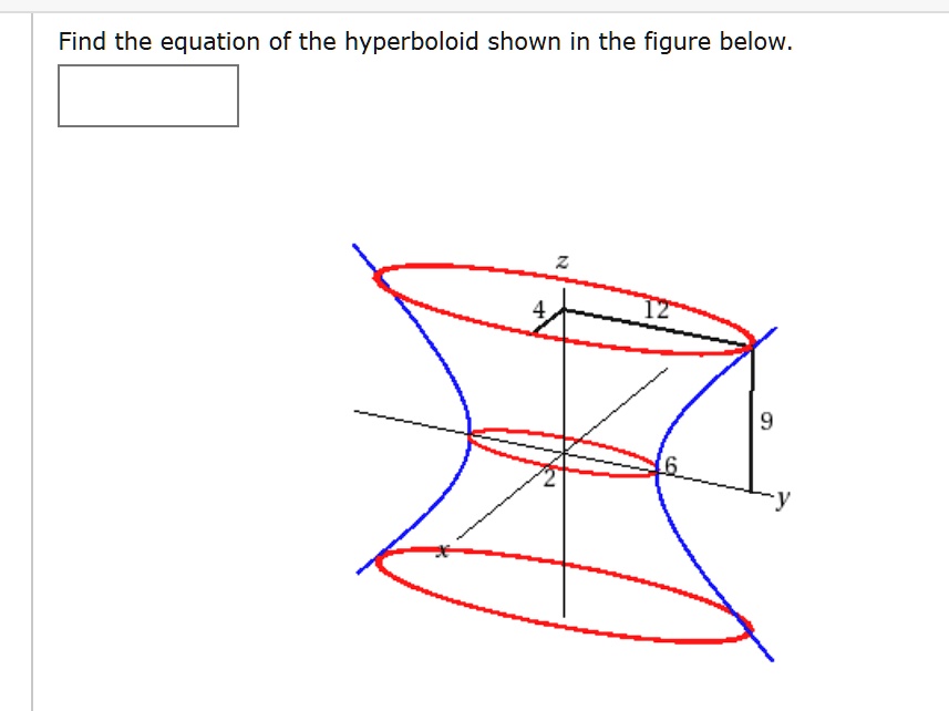 SOLVED: Find the equation of the hyperboloid shown in the figure below: