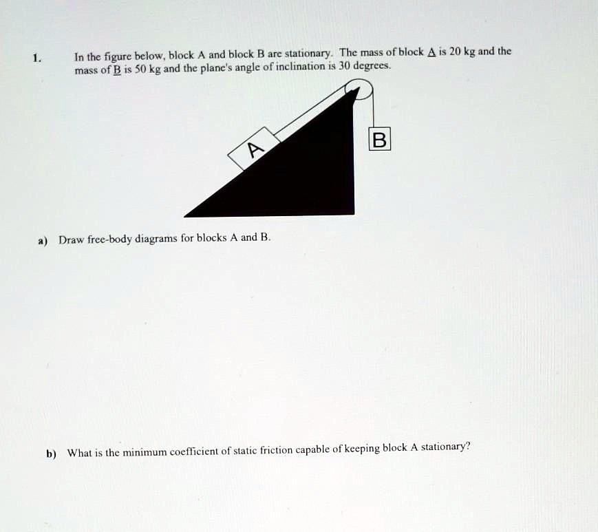 in the figure below block and block b are stationary the mass of block 4 is 20 kg and the mass ...