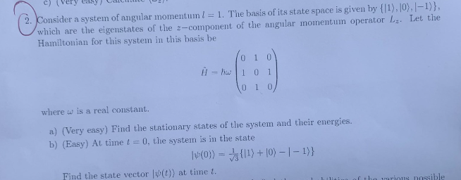 Solved 2 Consider A System Of Angular Momentum L1 The Basis Of Its 6006