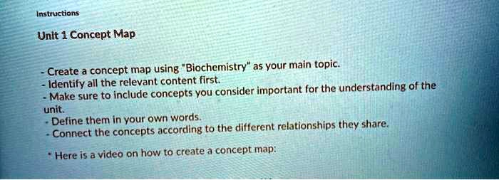 instructions unit 1 concept map create concept map using biochemistry ...