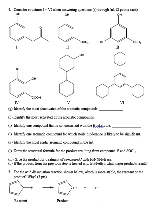 consider structures vi when answering questions a through n 2 points each och och cooh identify ...