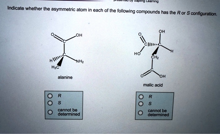 SOLVED: Earning: Indicate whether the asymmetric atom in each of the following compounds has the ...