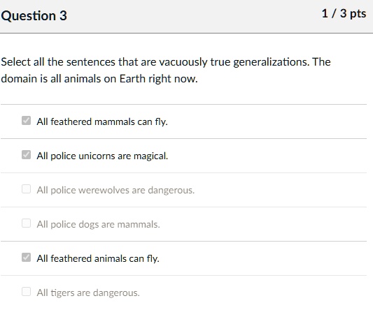 SOLVED: Question 3 1 / 3 pts Select all the sentences that are ...
