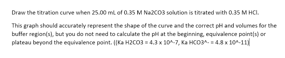 draw the titration curve when 2500 ml of 035 m na2co3 solution is titrated with 035 m hci this ...