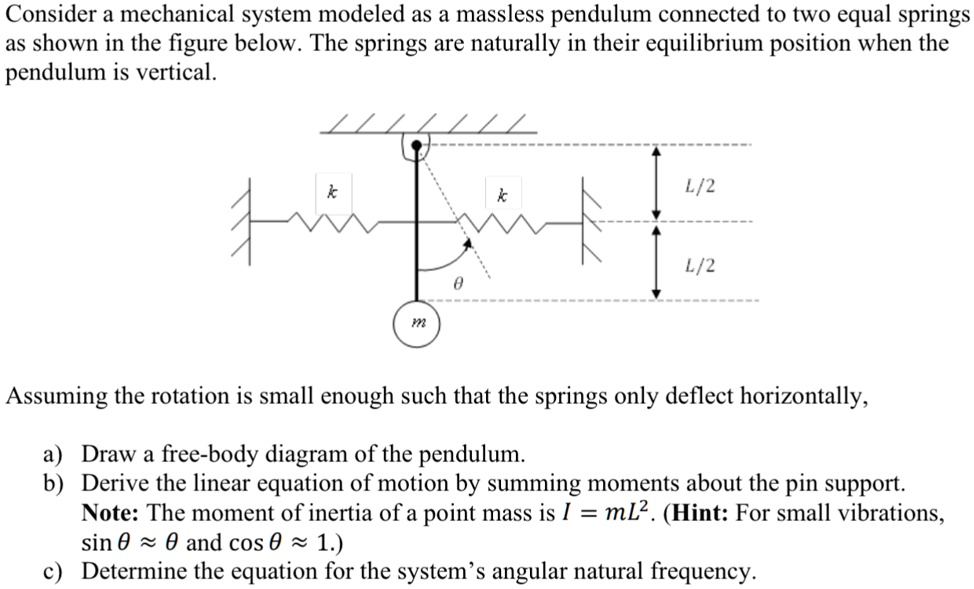 Consider a mechanical system modeled as a massless pendulum connected ...