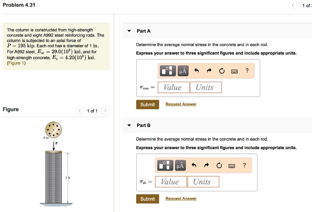 problem 431 1 of the column is constructed from high strength concrete ...
