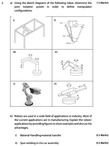 Question a: Using the sketch diagrams of the following robot, determine ...