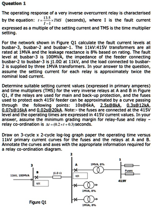question 1 the operating response of a very inverse overcurrent relay is characterised by the ...