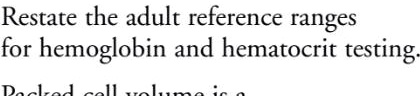 Restate the adult reference ranges for hemoglobin and hematocrit ...