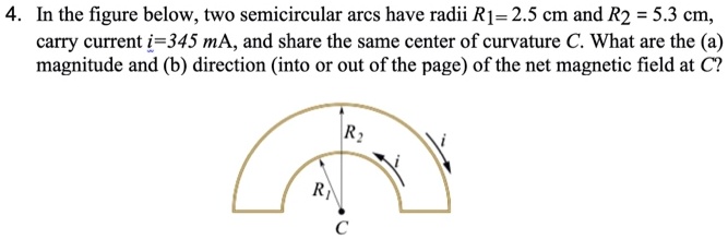 in the figure below two semicircular arcs have radii r 25 cm and r2 53 ...