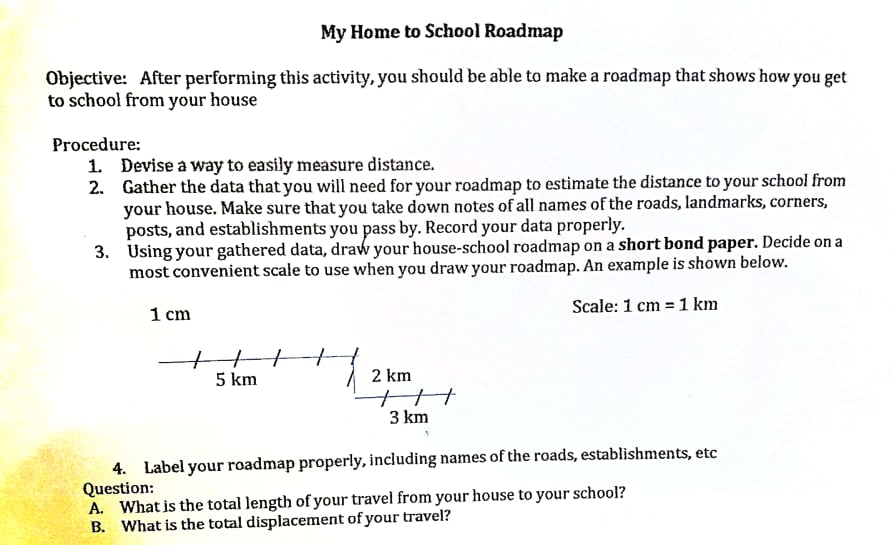 My Home to School Roadmap Objective: After performing this activity ...