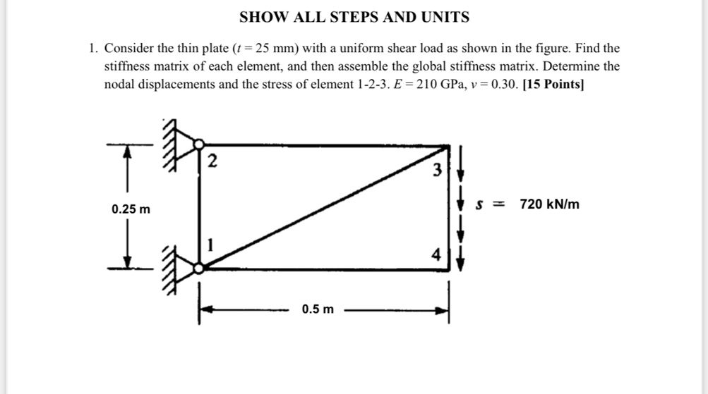 SHOW ALL STEPS AND UNITS 1. Consider the thin plate (t = 25 mm) with a ...